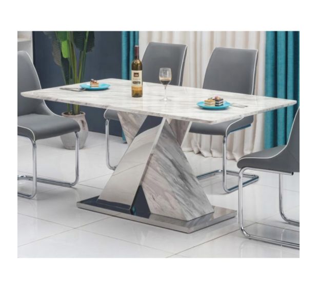 Ulnar grey marble effect dining table
